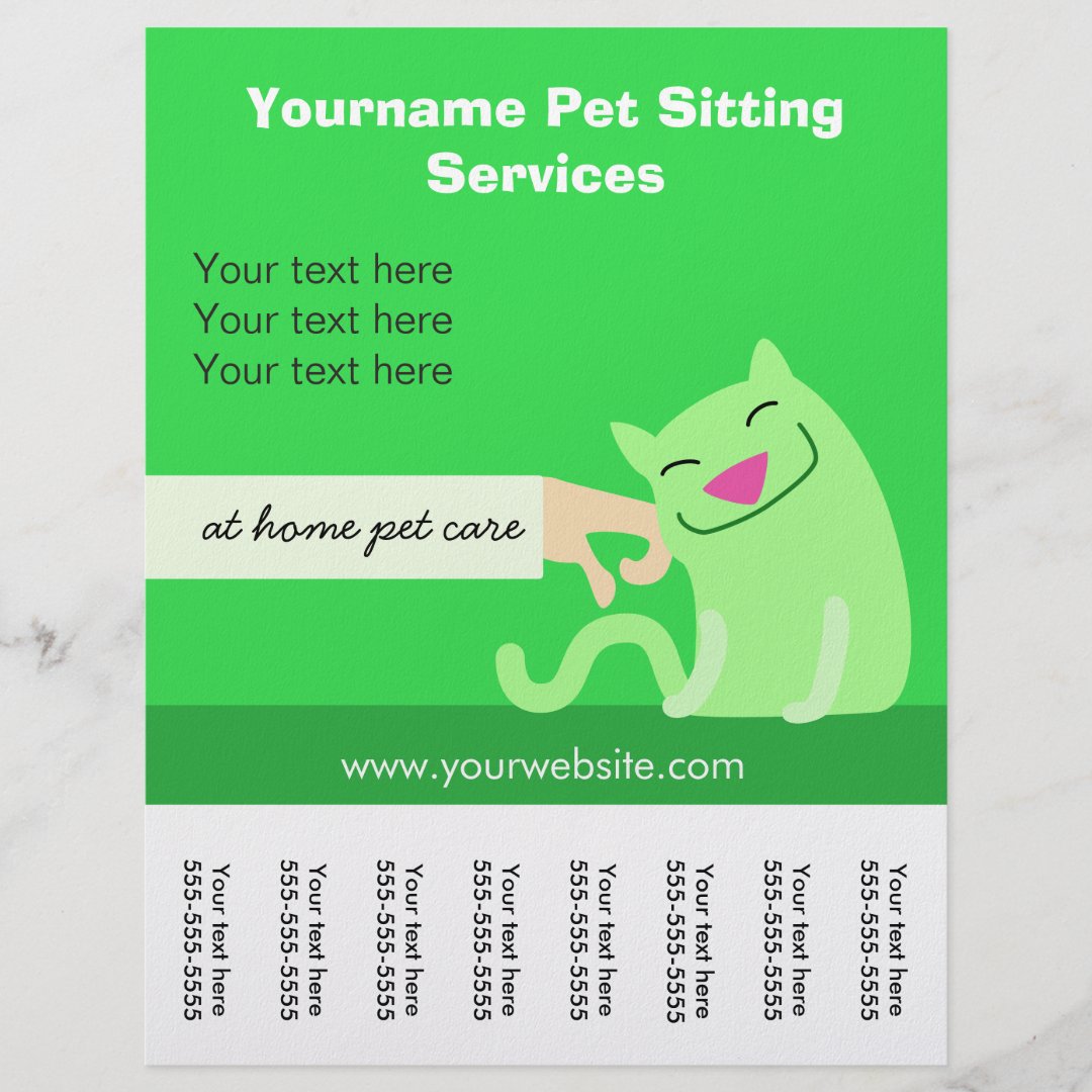 Pet Sitter's Cat Flyer-green Flyer | Zazzle