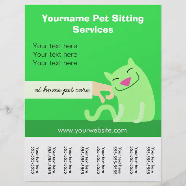 Pet Sitter's Cat Flyer-green Flyer | Zazzle