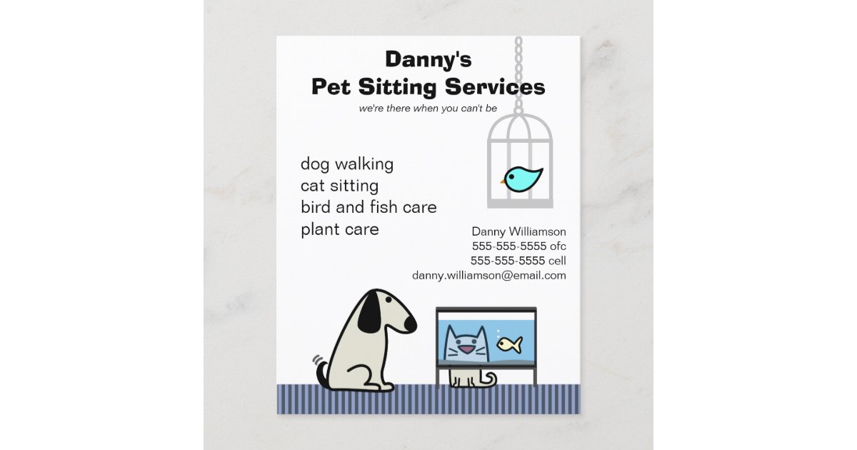 Pet Sitter's Dog Cat & Aquarium Flyer | Zazzle