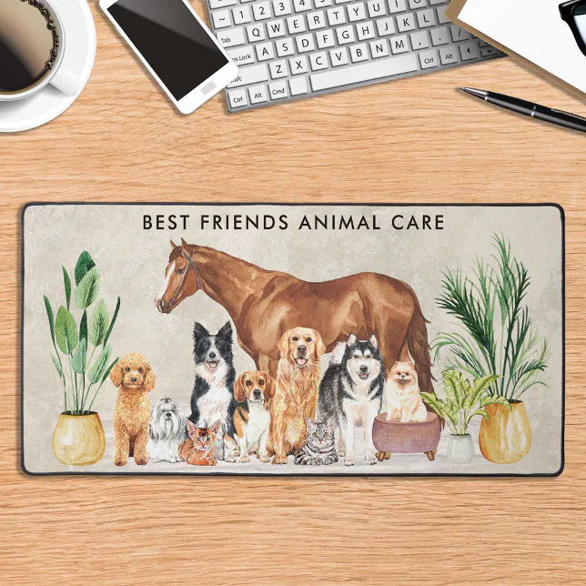 Pet Sitting Dog Cat Horse Elegant Animals Desk Mat | Zazzle