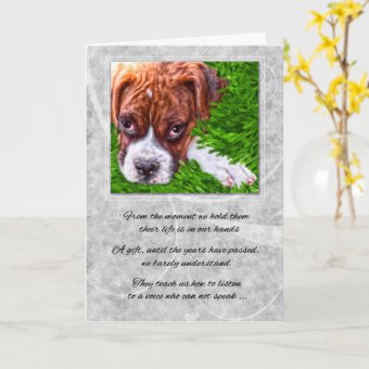 Pet Sympathy Loss of a Dog Boxer with Stone Gray Card | Zazzle