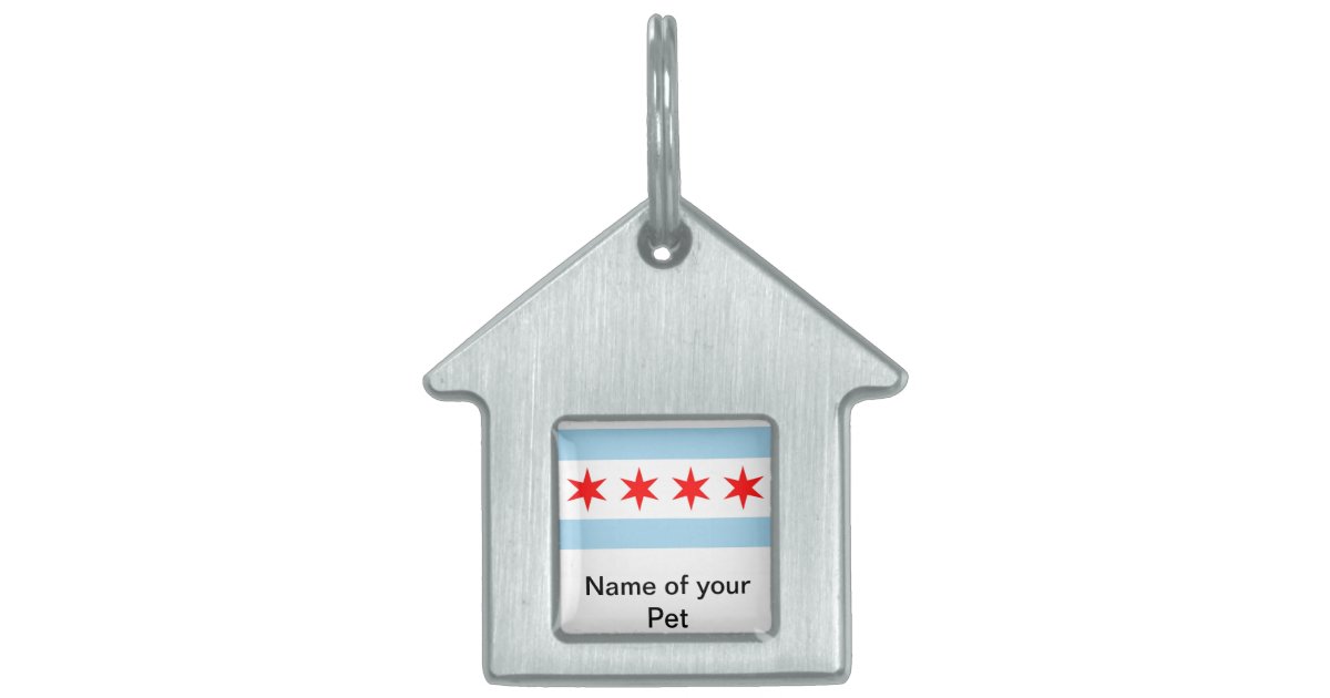Pet Tag with Flag of Chicago, Illinois State | Zazzle