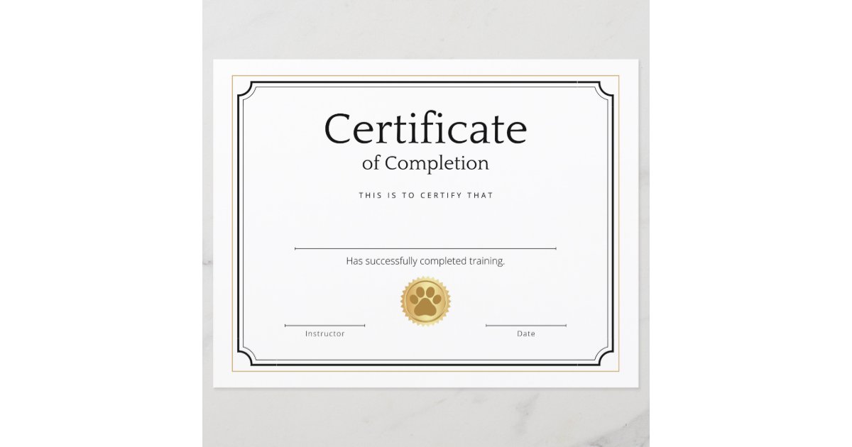 Pet Training Certificate of Completion - Modern | Zazzle