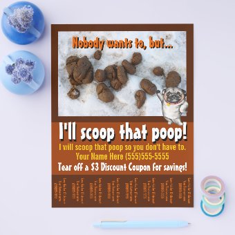 Pet Waste Removal.Pooper Scooper.Custom promo Flyer | Zazzle