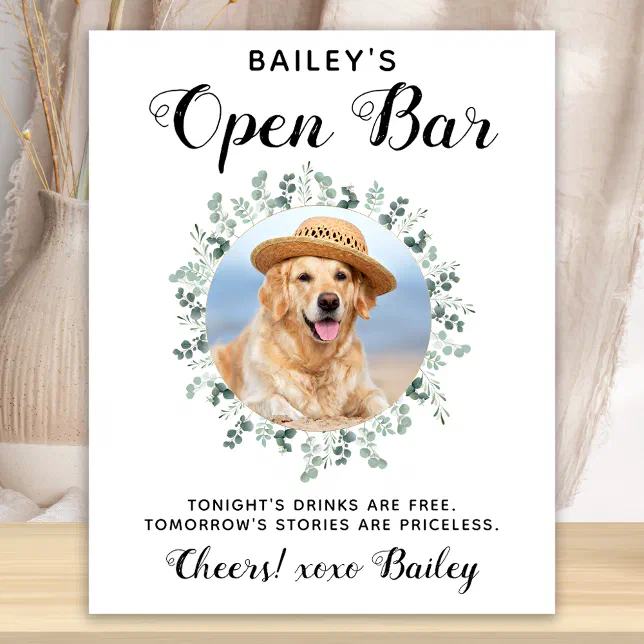 Pet Wedding Dog Open Bar Cocktail Drinks Poster | Zazzle