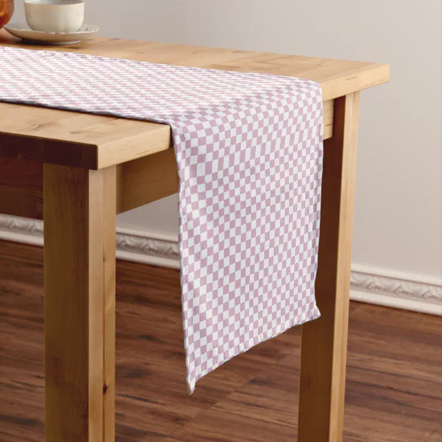 Petal Pink And White Gingham Checkered Long Table Runner | Zazzle