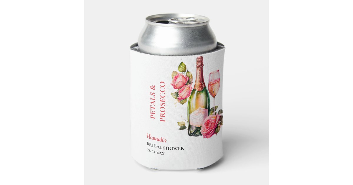 Petals And Prosecco Bridal Shower Party Can Cooler | Zazzle