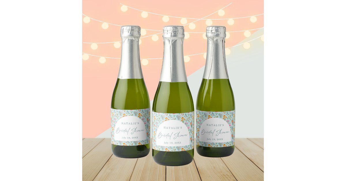Petals and Prosecco Bridal Shower Party Sparkling Wine Label | Zazzle