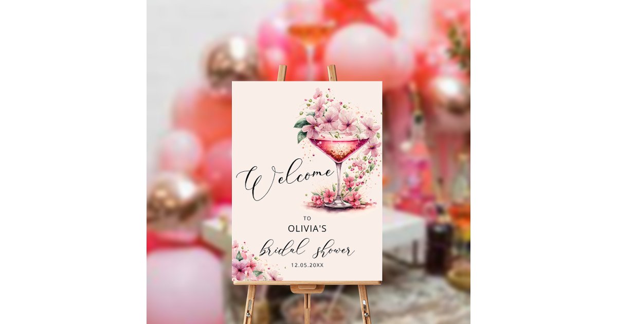 Petals and Prosecco Bridal Shower Welcome Foam Board | Zazzle