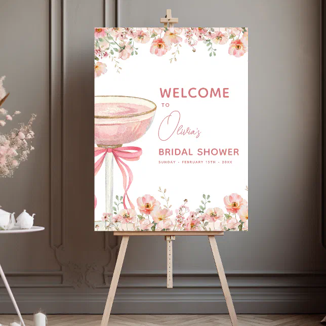 Petals and Prosecco Bridal Shower Welcome Foam Board | Zazzle