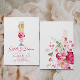 Petals and Prosecco Pink Floral Bridal Shower Invitation | Zazzle