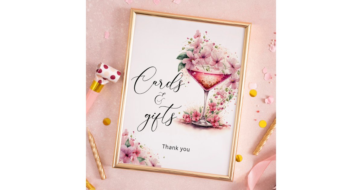 Petals and Prosecco Pink Floral Cards and Gifts Poster | Zazzle