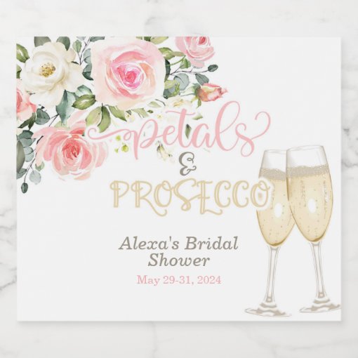 Petals and Prosecco Sparkling Wine Label | Zazzle
