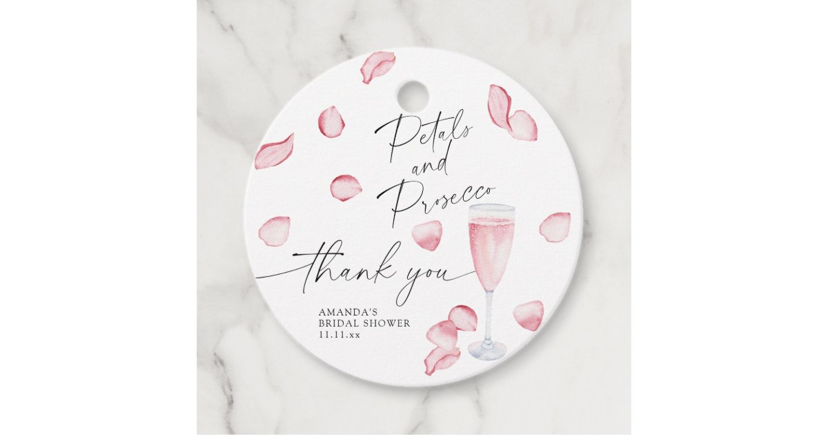 Petals and Prosecco - thank you bridal shower Favor Tags | Zazzle