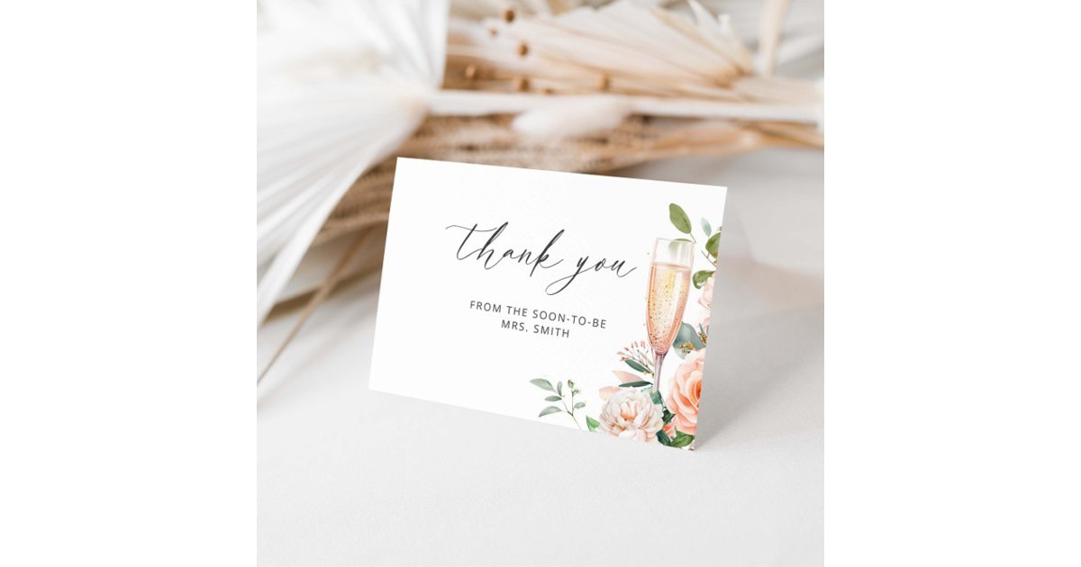 Petals And Prosecco Thank You Card | Zazzle