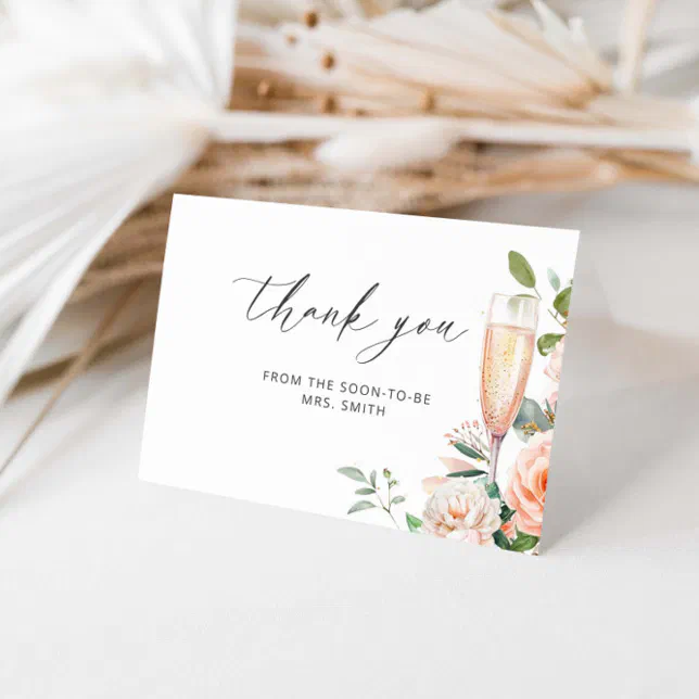 Petals And Prosecco Thank You Card | Zazzle