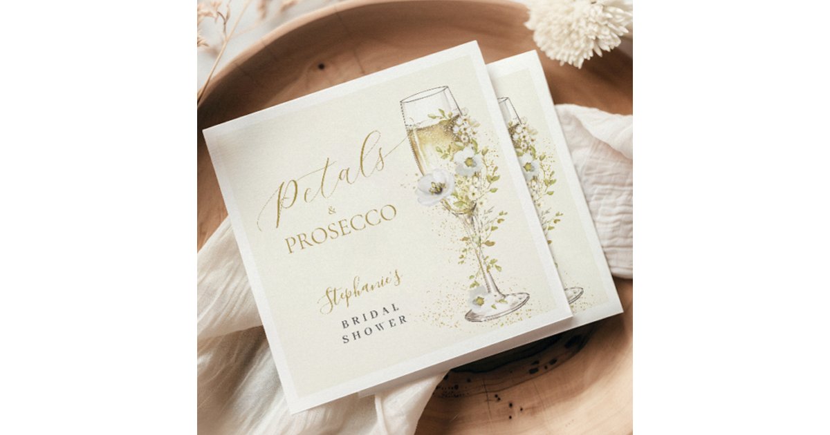 Petals and Prosecco Wildflowers Bridal Shower Napkins | Zazzle
