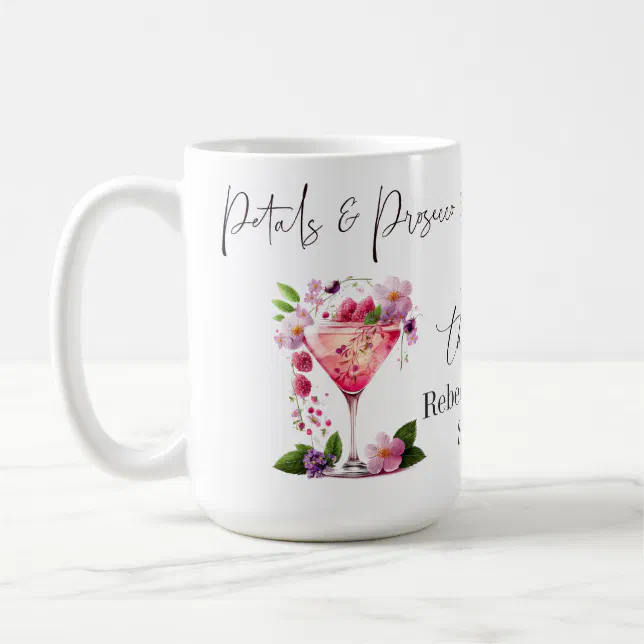 Petals & Prosecco Blush Pink Floral Bridal Shower Coffee Mug | Zazzle