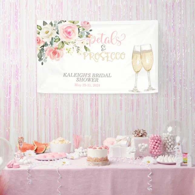 Petals & Prosecco Bridal Shower Banner | Zazzle