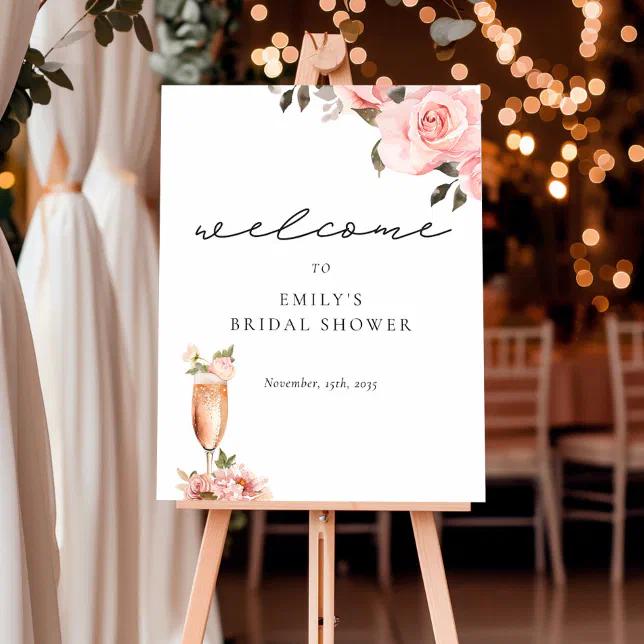 Petals & Prosecco Bridal Shower Welcome Sign | Zazzle