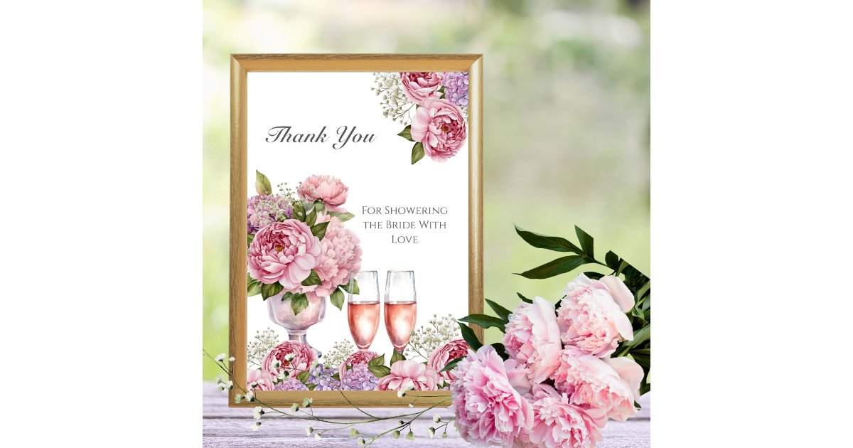 Petals & Prosecco "Thank You" Sign Invitation | Zazzle