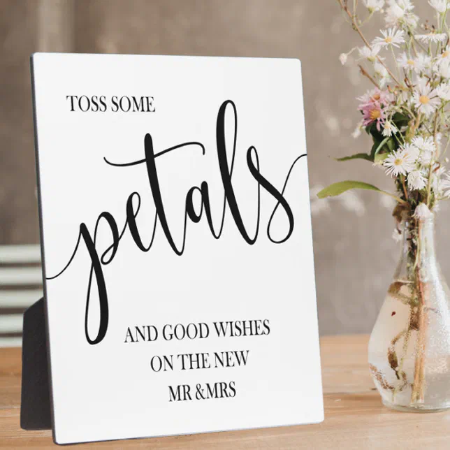 Petals wedding sign Tabletop Plaque with Easel | Zazzle