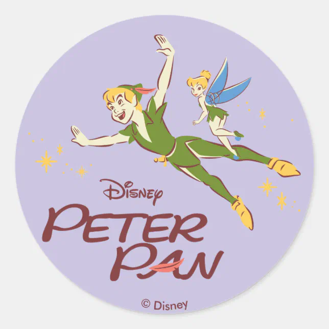 Peter Pan & Tinkerbell Classic Round Sticker | Zazzle