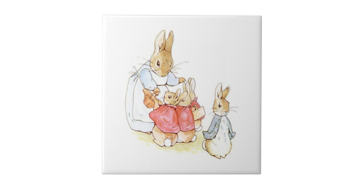 Peter Rabbit and his Sisters (by Beatrix Potter) Ceramic Tile | Zazzle