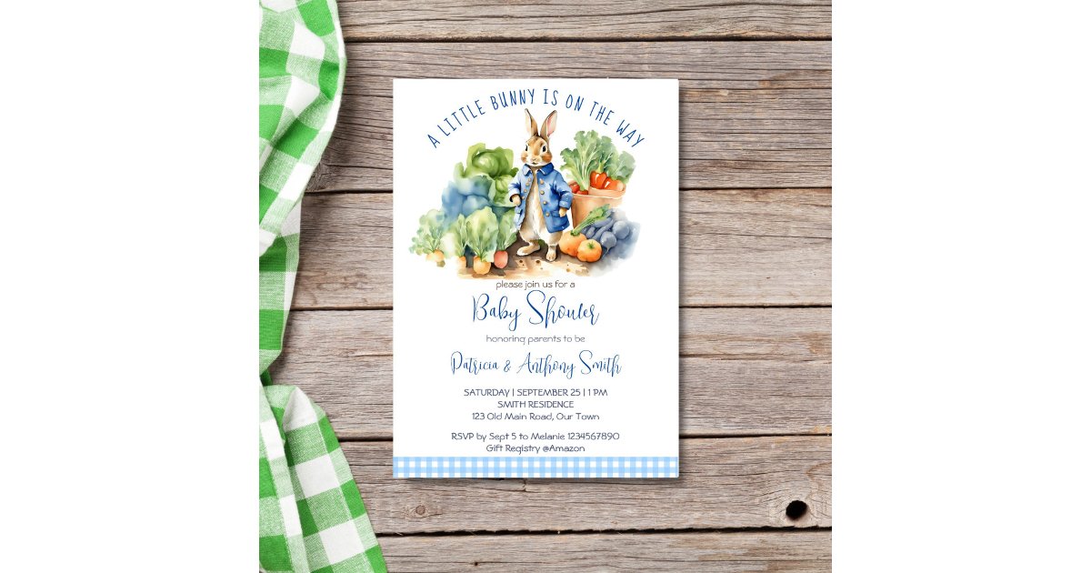 Peter rabbit baby boy baby shower invitation | Zazzle