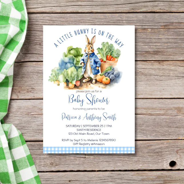 Peter rabbit baby boy baby shower invitation | Zazzle