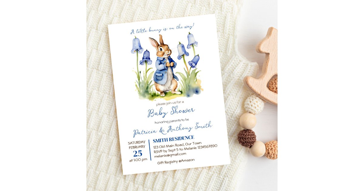 Peter rabbit baby boy baby shower invitation | Zazzle