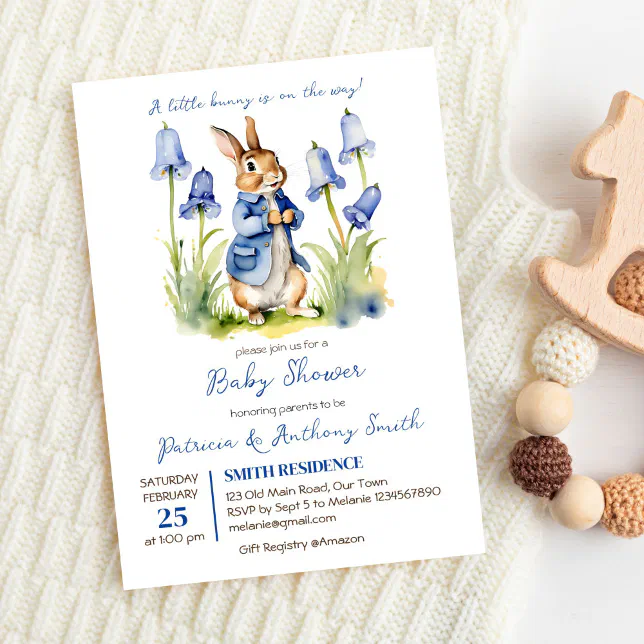 Peter rabbit baby boy baby shower invitation | Zazzle