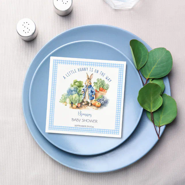 Peter rabbit baby boy baby shower printed napkins | Zazzle