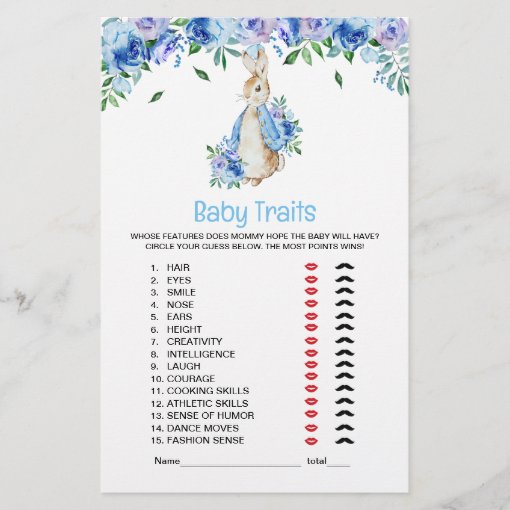 Peter Rabbit Baby Boy Traits Game | Zazzle