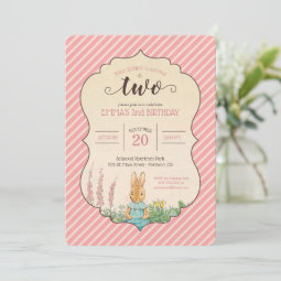 Peter Rabbit | Baby Girl's Second Birthday Invitation | Zazzle