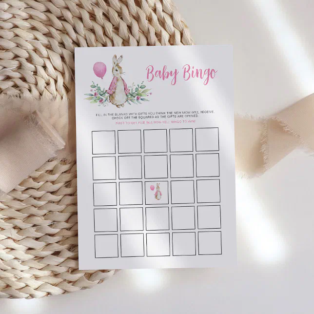 Peter Rabbit Baby Shower Bingo Game Card | Zazzle