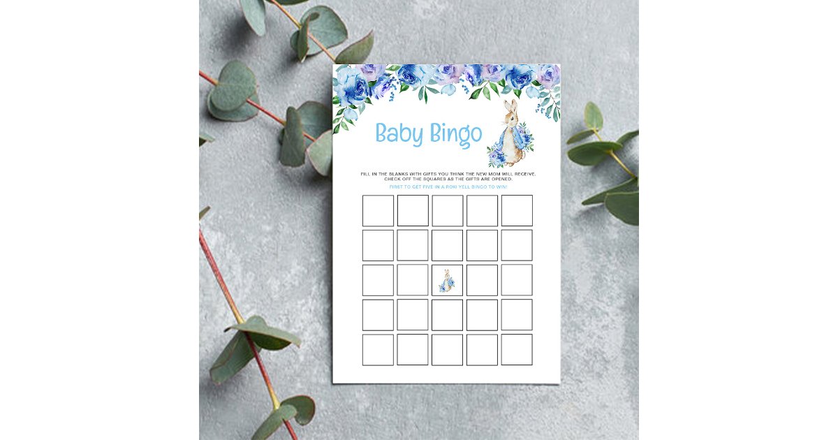 Peter Rabbit Baby Shower Bingo Game Card | Zazzle