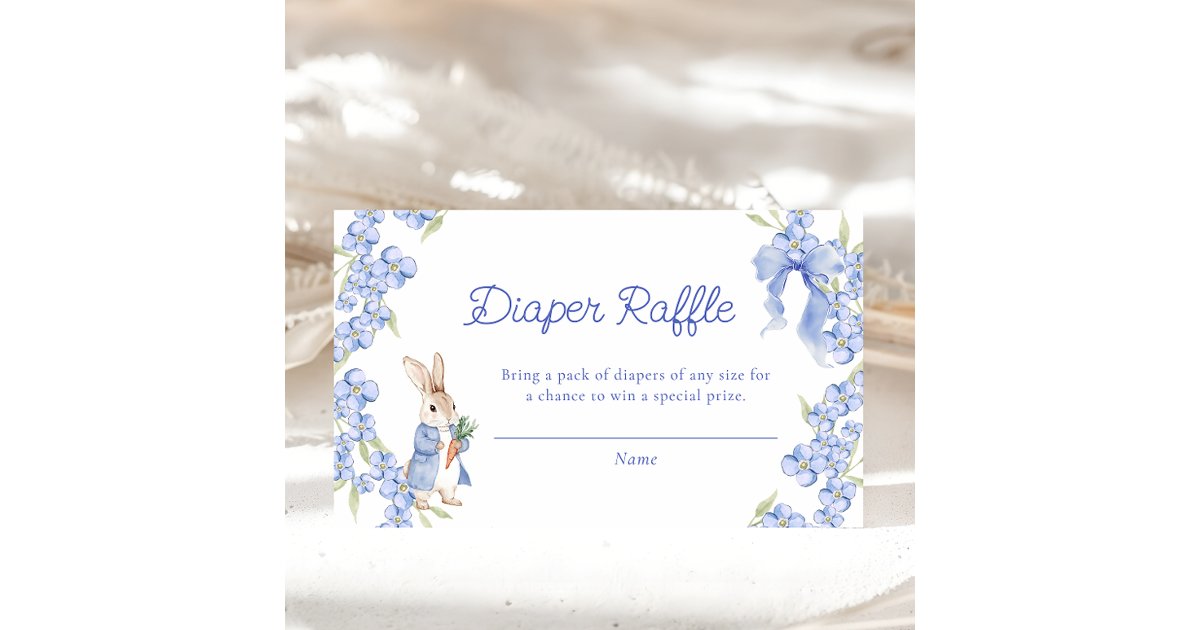 Peter Rabbit Baby Shower Diaper Raffle Tickets Enclosure Card | Zazzle