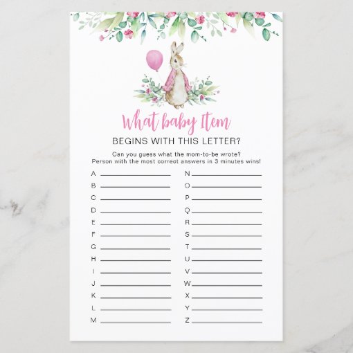 Peter Rabbit Baby Shower Game | Zazzle