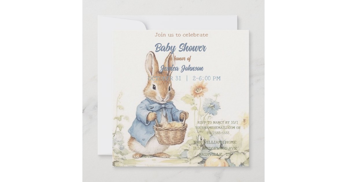Peter Rabbit Baby Shower Invitation | Zazzle