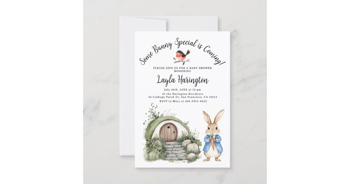 Peter Rabbit Boy Baby Shower Forest Burrow Garden Invitation | Zazzle