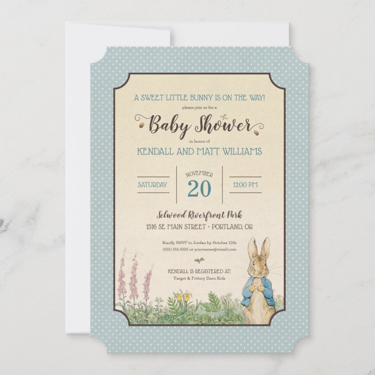 Peter Rabbit | Boy Baby Shower Invitation | Zazzle
