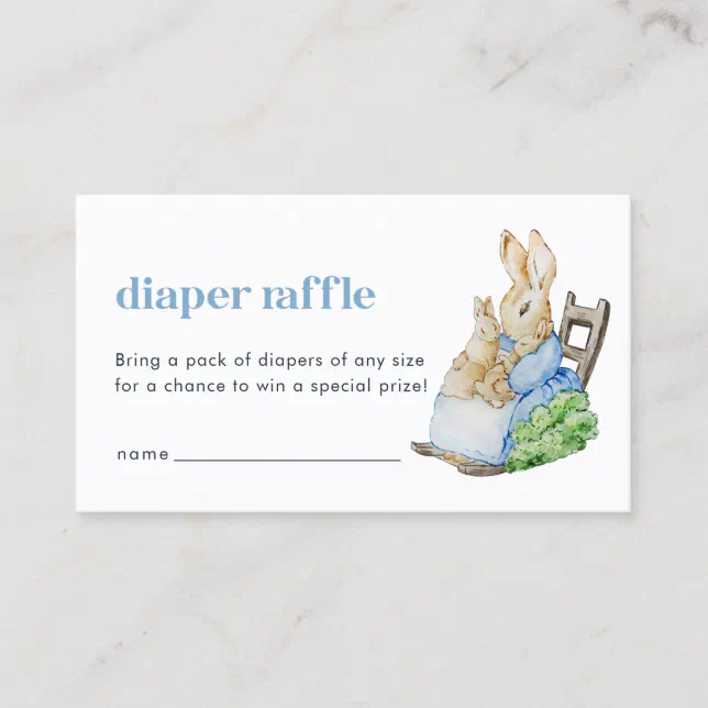 Peter Rabbit Diaper Raffle Baby Shower Insert Card | Zazzle
