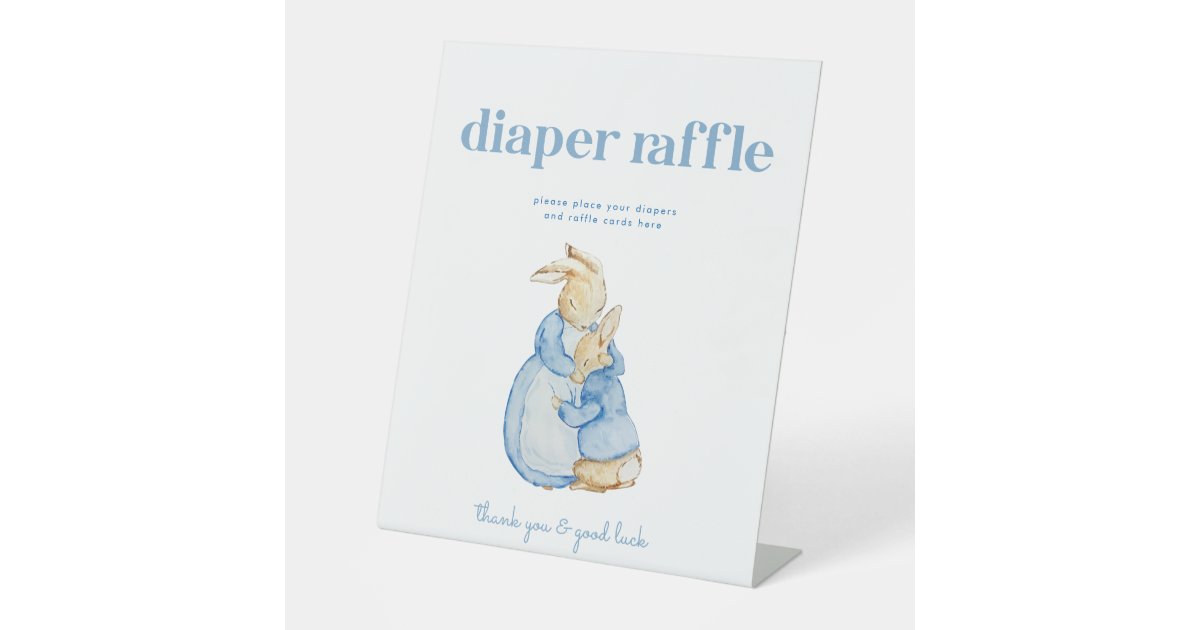 Peter Rabbit Diaper Raffle Baby Shower Sign | Zazzle