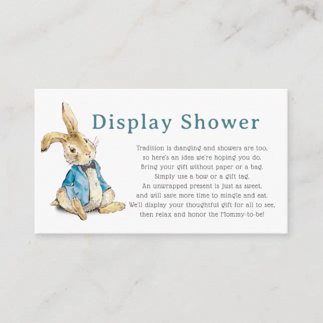 Peter Rabbit Display Shower Boy Baby Shower Enclosure Card | Zazzle