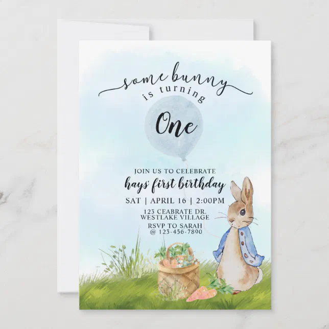 Peter Rabbit First Birthday, Bunny, 1st Birthday, Invitation | Zazzle