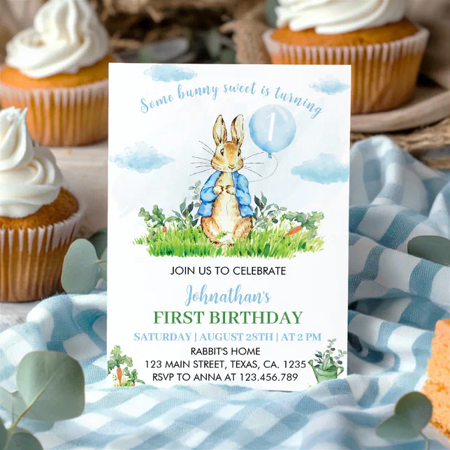 Peter Rabbit First Birthday Invitation | Zazzle