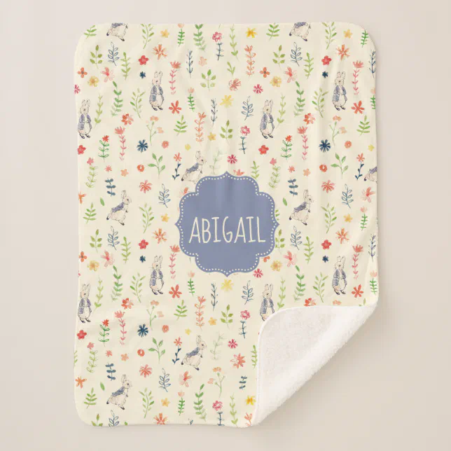 Peter Rabbit | Floral Watercolor Pattern Sherpa Blanket | Zazzle