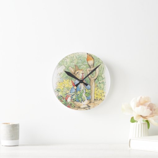 Peter Rabbit In The Garden - Beatrix Potter Round Clock | Zazzle