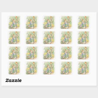 Peter Rabbit In The Garden - Beatrix Potter Square Sticker | Zazzle